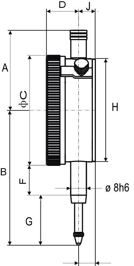 Klein-Messuhr - Ø40 mm - 3 mm und 5 mm - Messbereich A: 5 mm